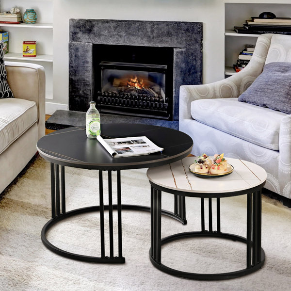 Froppi Marble Nesting Coffee Tables For Living Room | Real Sintered Stone Slab | 2 Piece Table ...